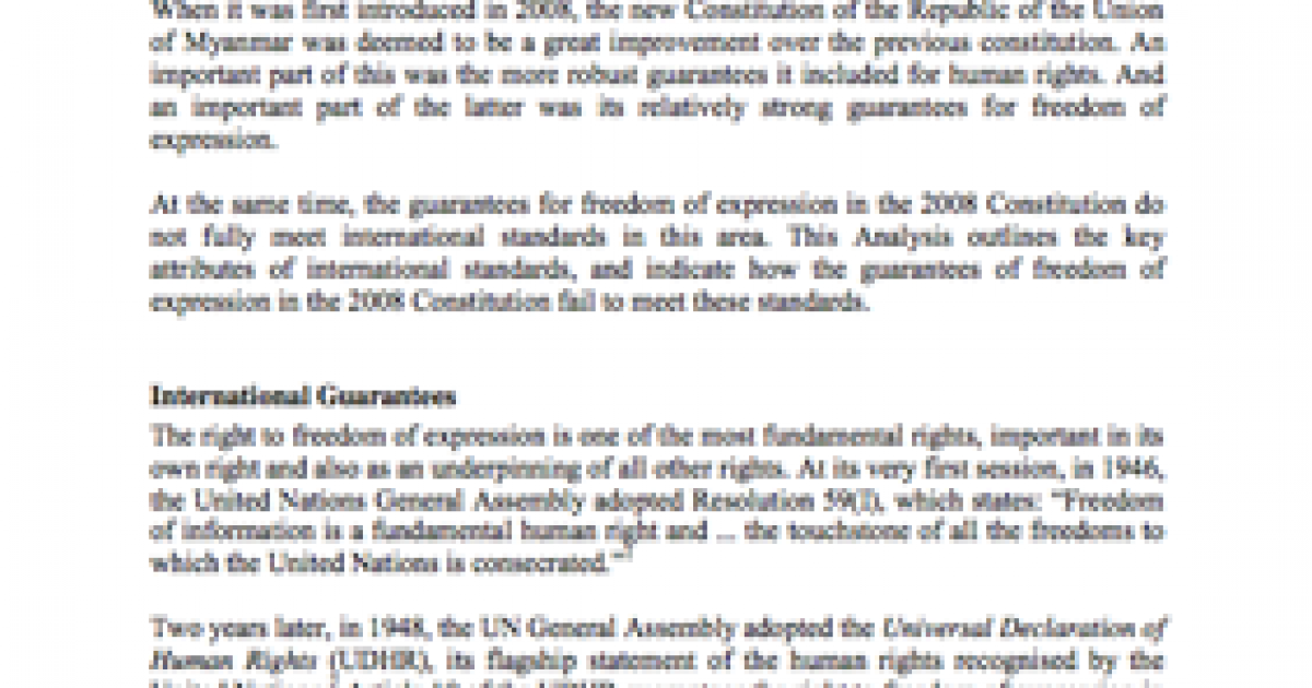 Analysis of Constitutional Guarantees in Myanmar | International Media ...